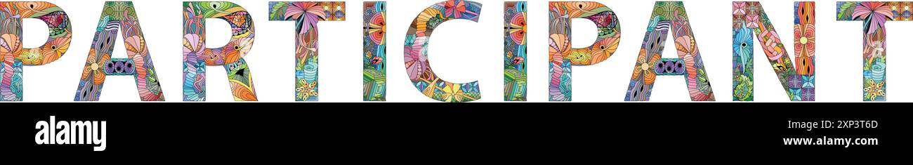 Word PARTICIPANT. Vector zentangle object for decoration Stock Vector ...