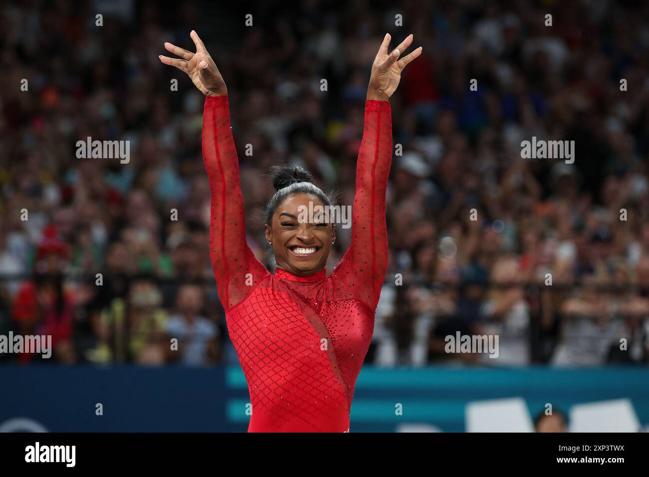 PARIS, FRANCE. 3rd Aug, 2024. Simone Biles of Team United States reacts ...