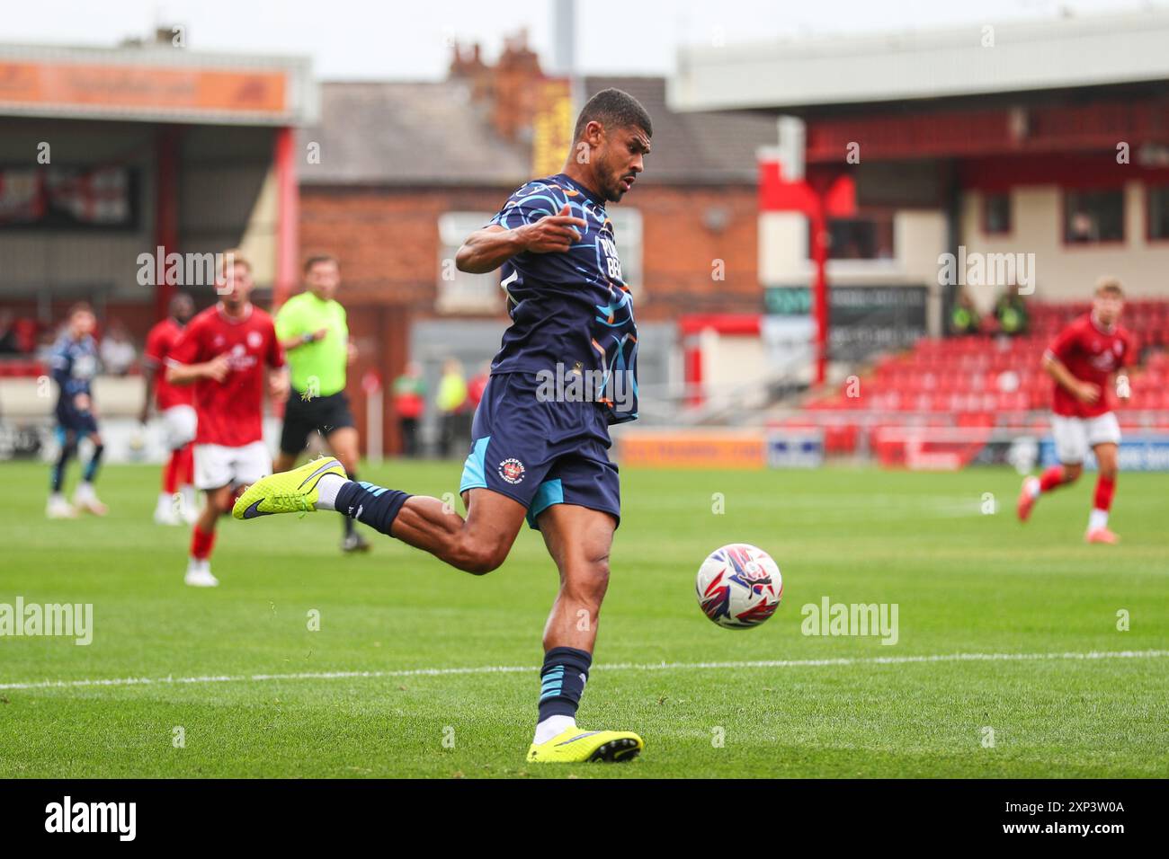 Ash Fletcher of Blackpool in action during the Pre-season friendly ...
