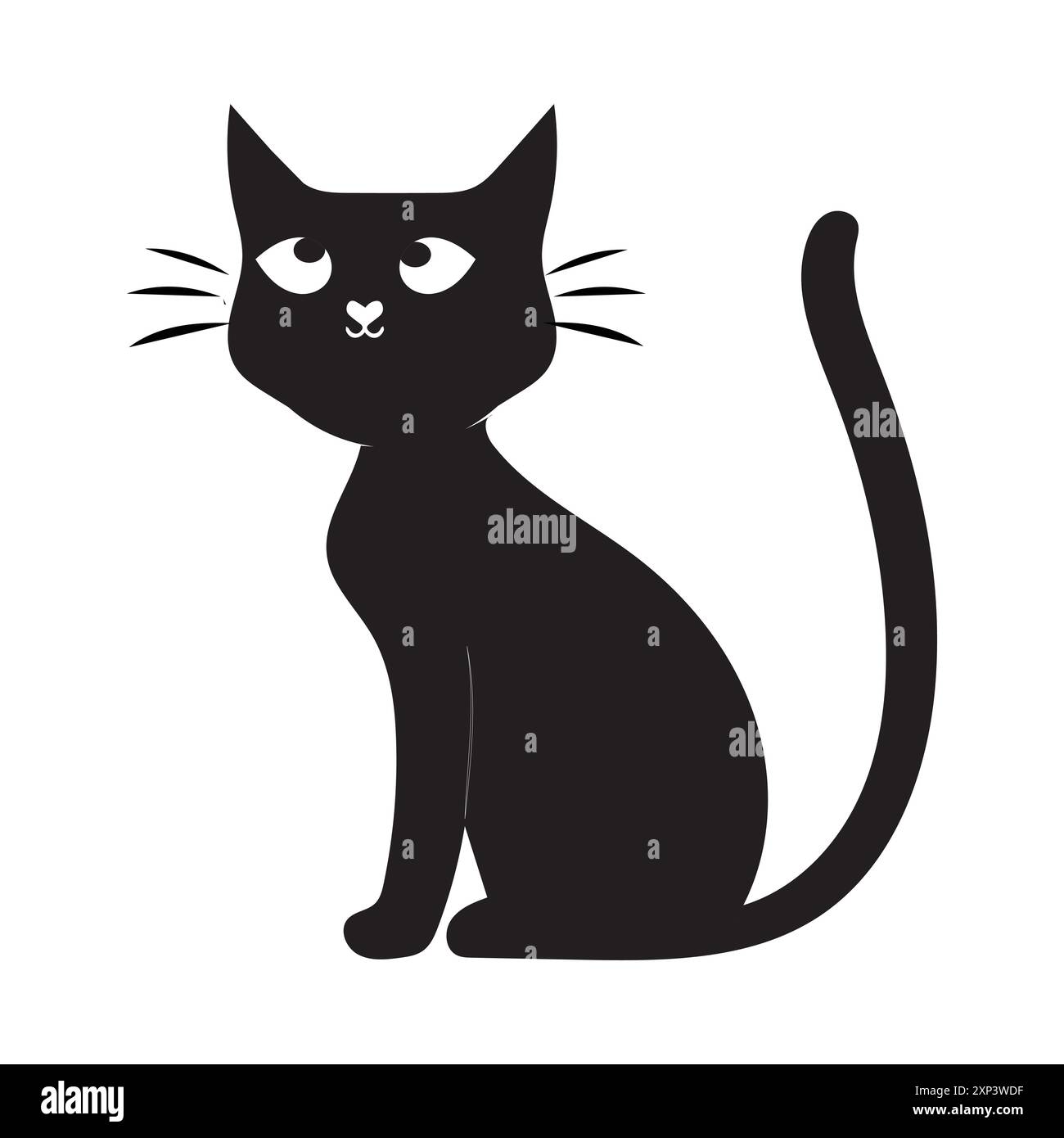 Minimalist Cute Black Cat Vector Illustration, A minimalist vector ...