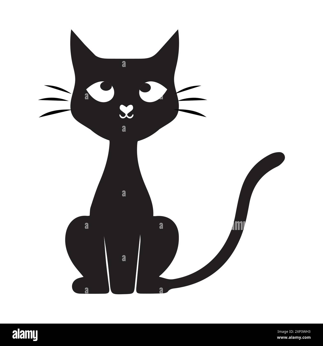 Minimalist Cute Black Cat Vector Illustration, A minimalist vector ...