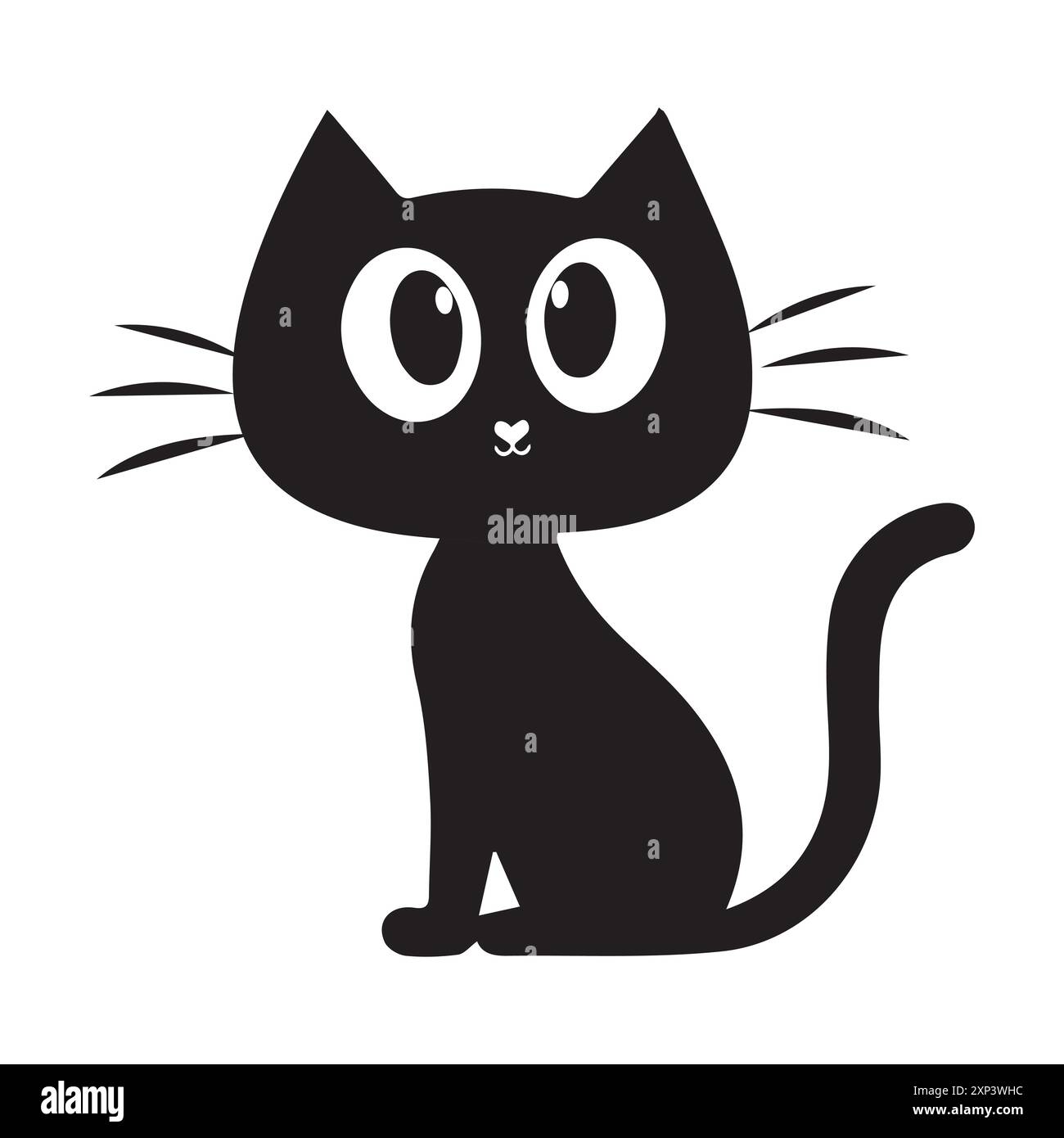 Minimalist Cute Black Cat Vector Illustration, A minimalist vector ...