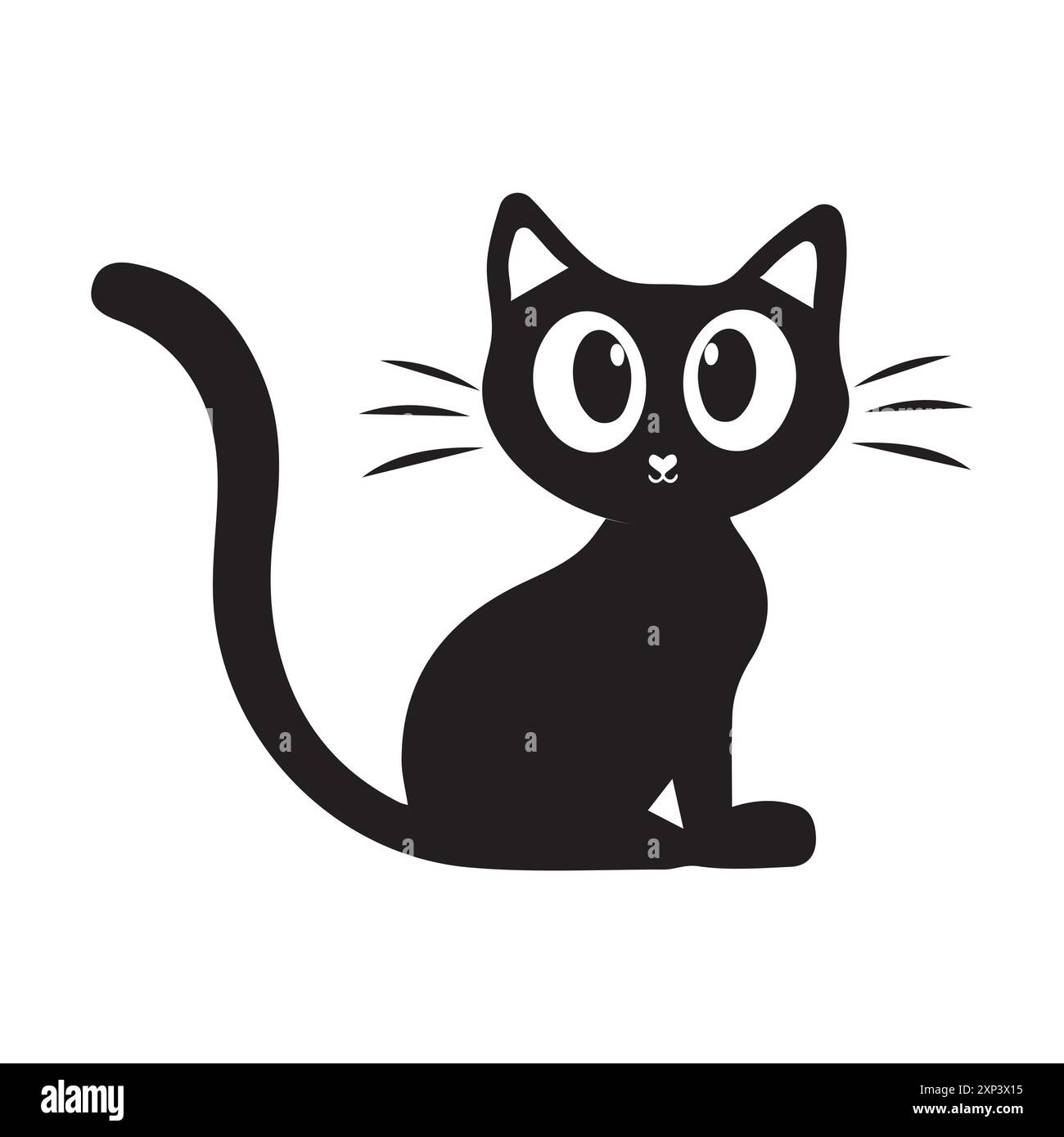 Minimalist Cute Black Cat Vector Illustration, A minimalist vector ...