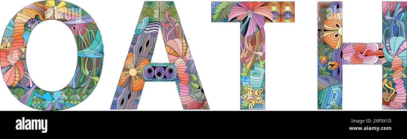 Word OATH. Vector decorative zentangle object for any purpose Stock ...
