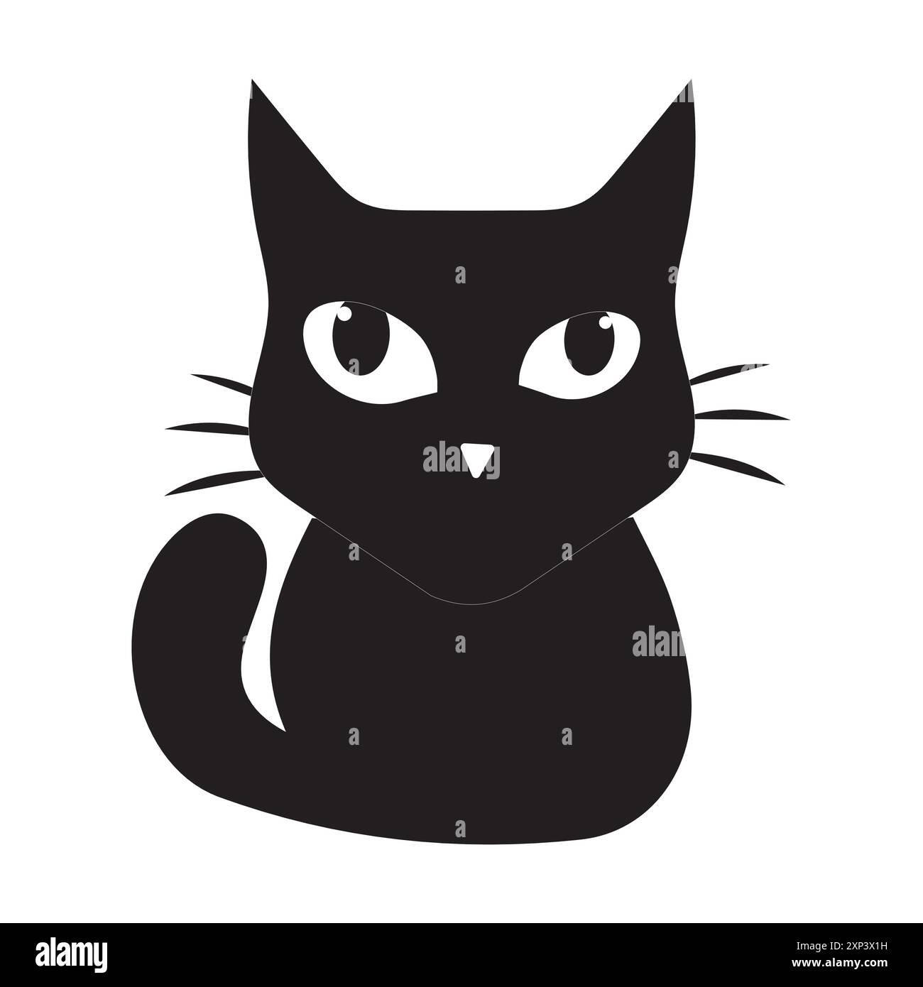 Minimalist Cute Black Cat Vector Illustration, A minimalist vector ...