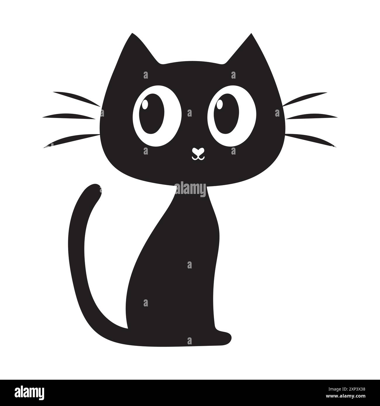 Minimalist Cute Black Cat Vector Illustration, A minimalist vector ...