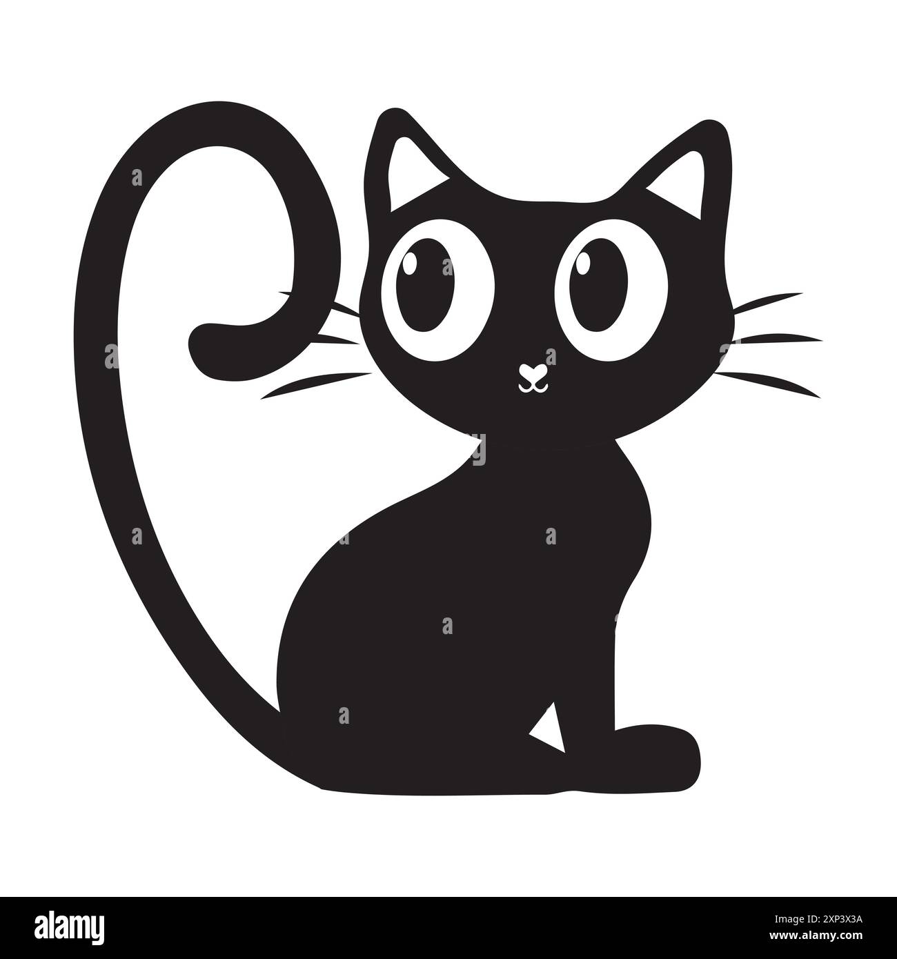 Minimalist Cute Black Cat Vector Illustration, A minimalist vector ...