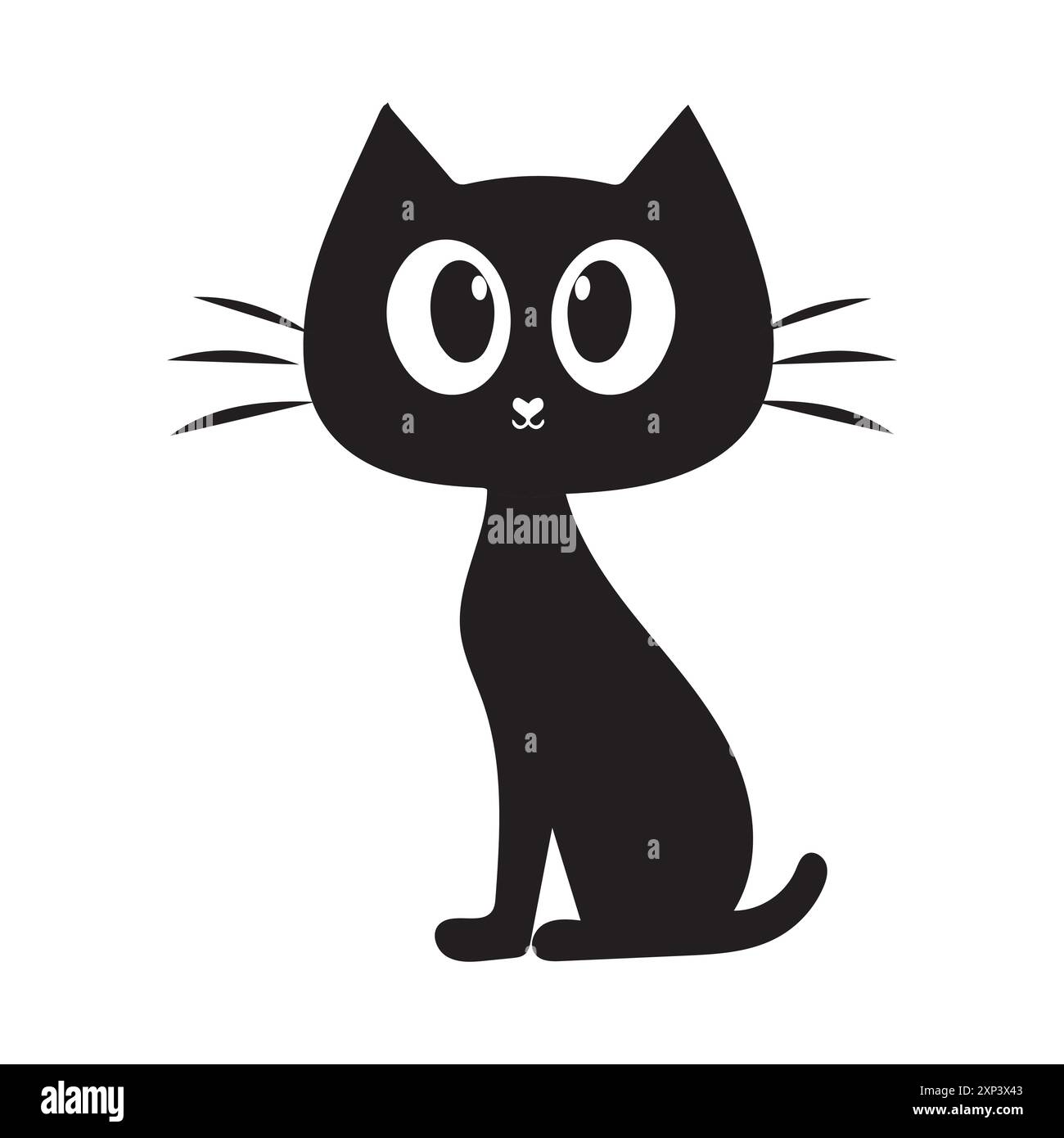 Minimalist Cute Black Cat Vector Illustration, A minimalist vector ...