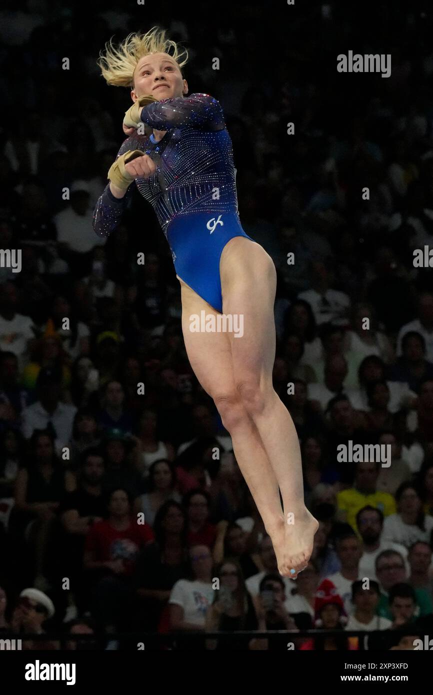 Jade Carey, of the United States, competes during the women's artistic ...