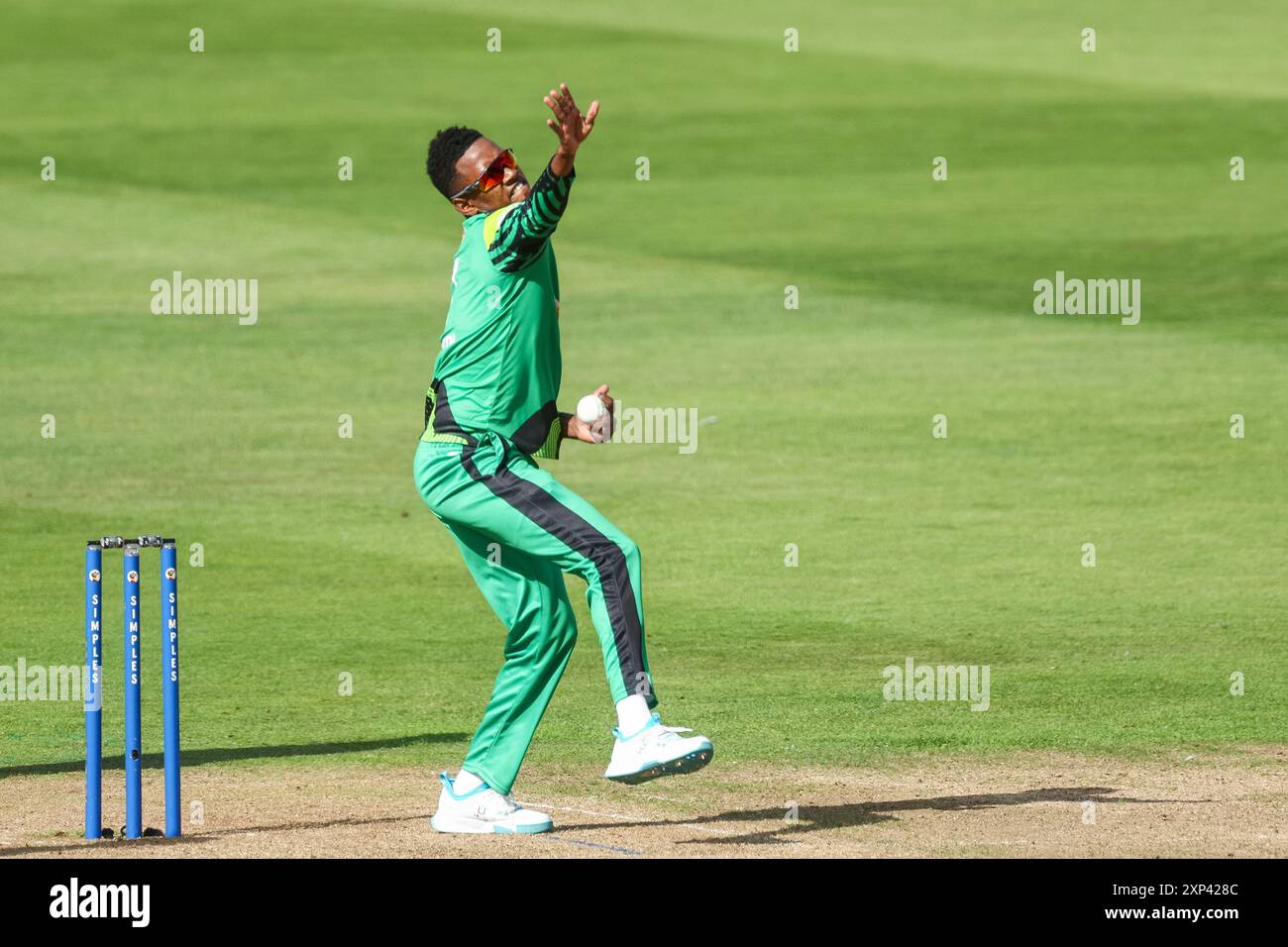 Birmingham, UK. 03rd Aug, 2024. Akeal Hosein of Southern Brave in ...