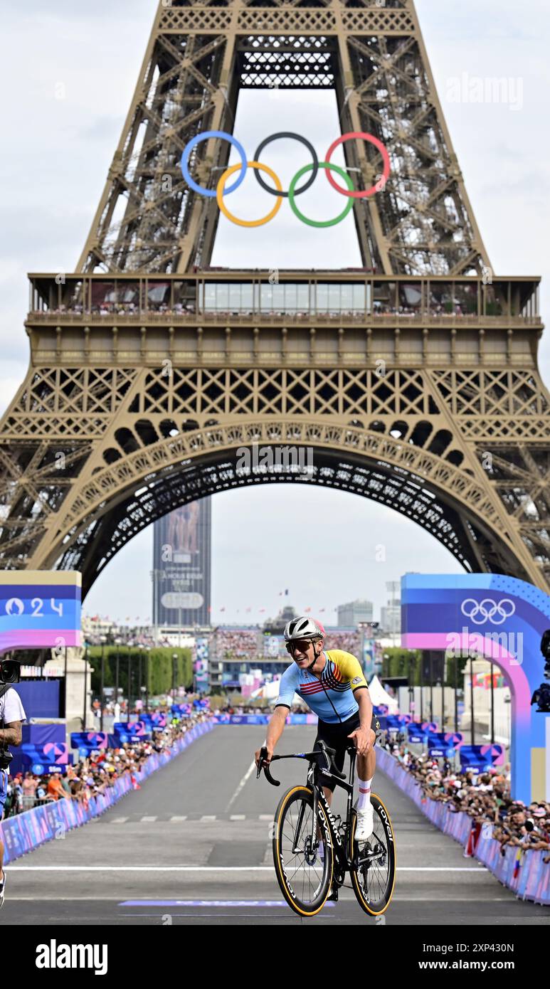 Paris, France. 03rd Aug, 2024. Belgian cyclist Remco Evenepoel ...