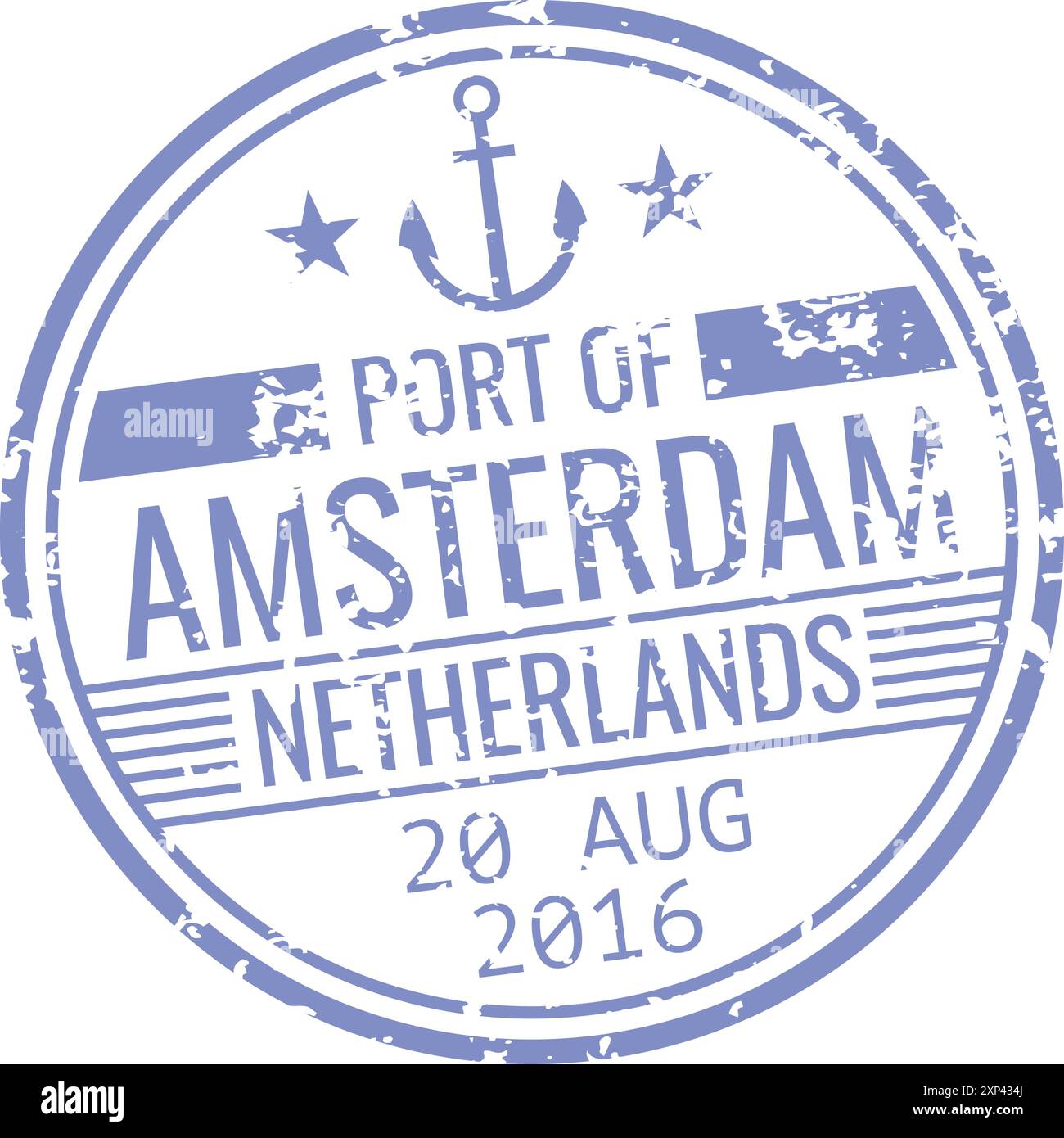 Amsterdam port control stamp. Europe immigration mark Stock Vector ...