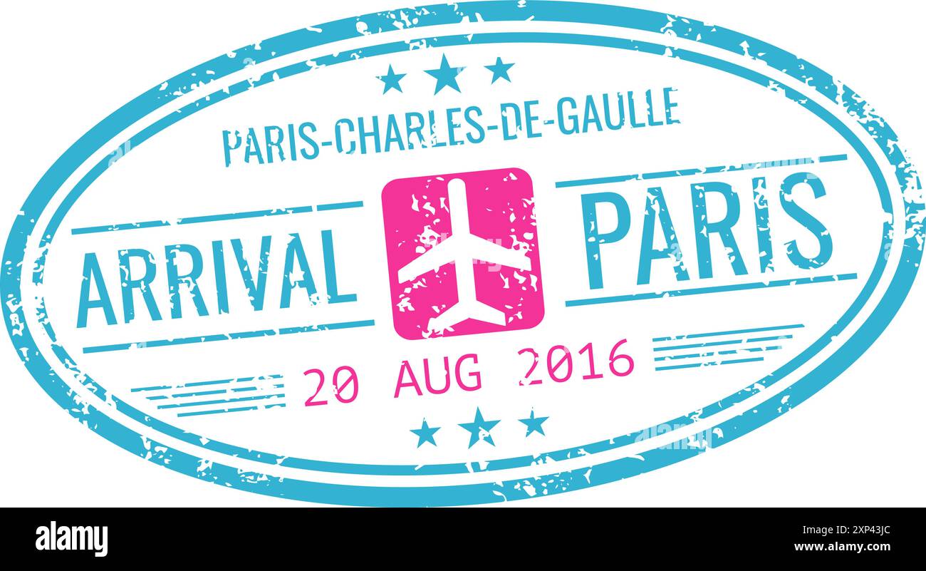 Paris arrival visa. Airport grungy passport stamp Stock Vector Image ...
