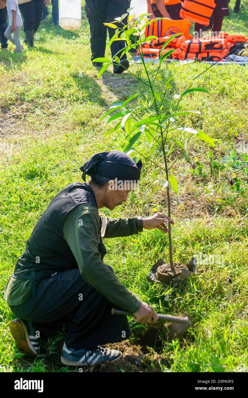 Indonesian people is planting plants to green the land Stock Photo - Alamy