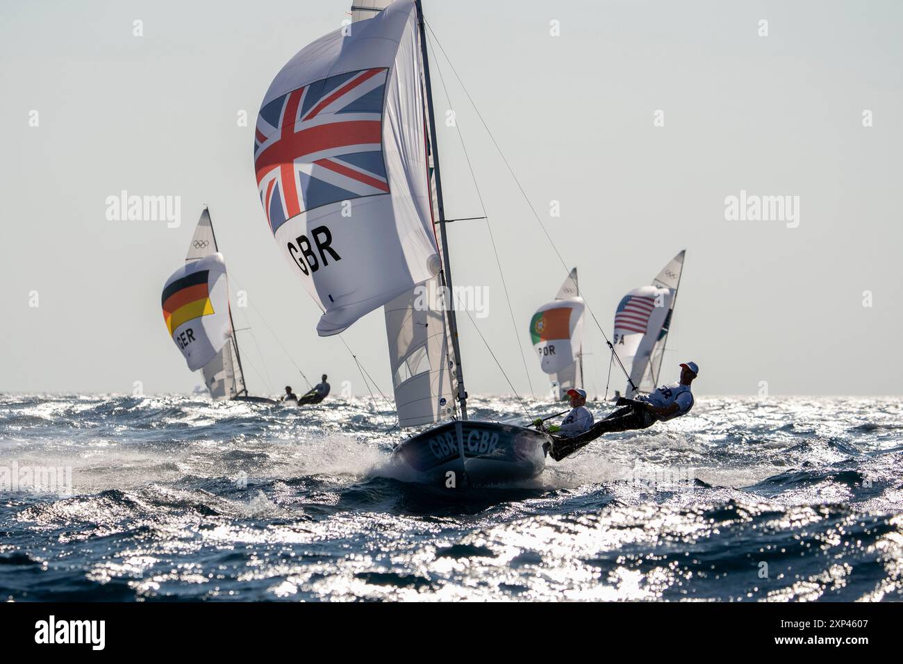Britain's Chris Grube and Vita Heathcote compete in a mixed dinghy race ...