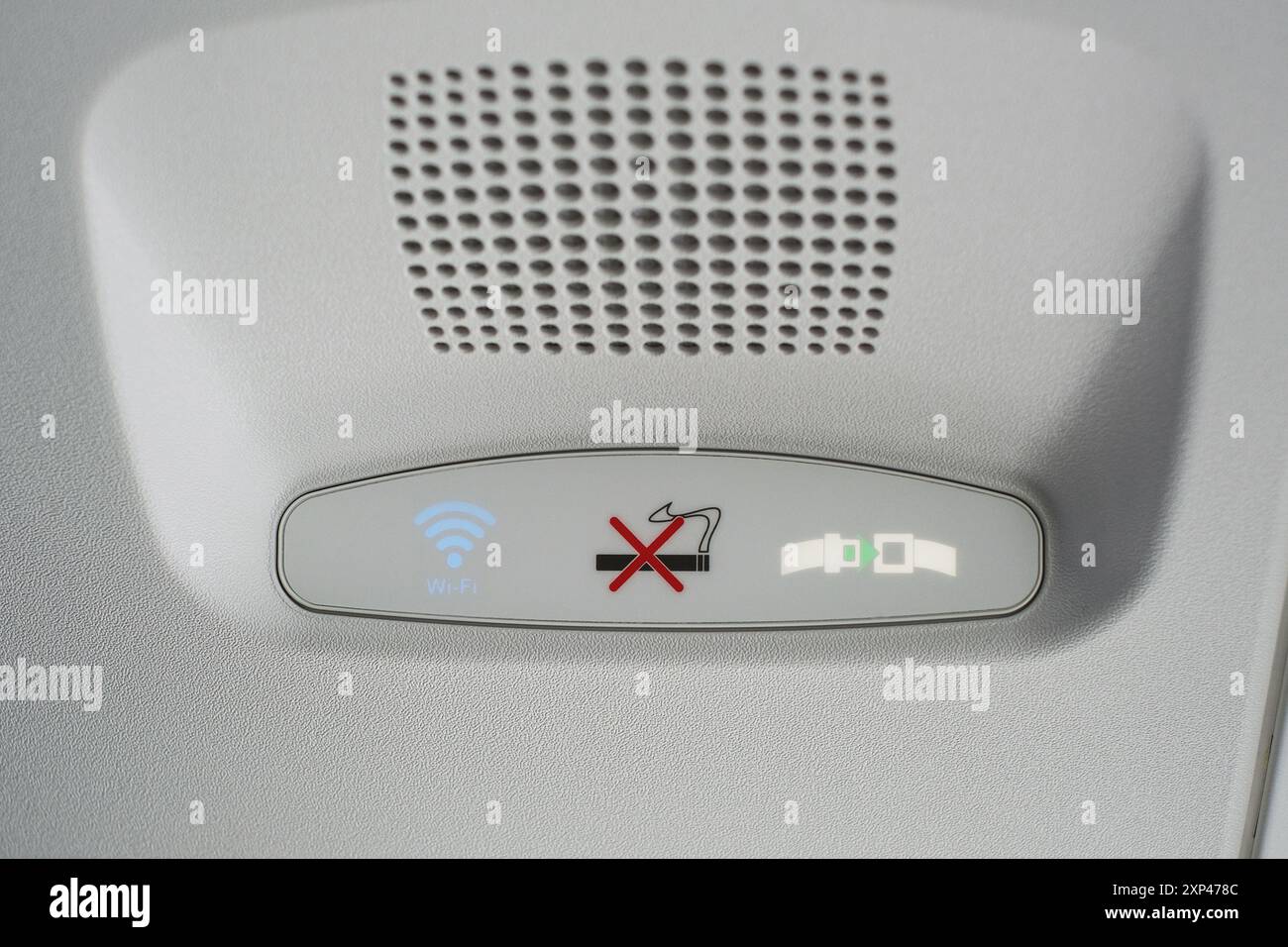 Group of Air control knobs in a new plane, Wi-Fi is included, light for ...