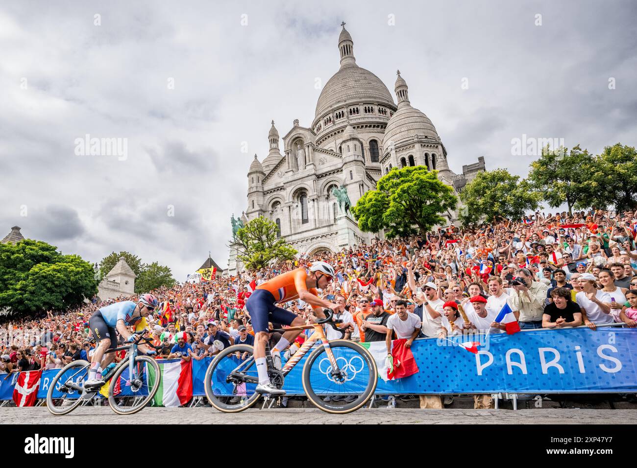 Paris, France. 03rd Aug, 2024. Belgian cyclist Wout van Aert and Dutch ...