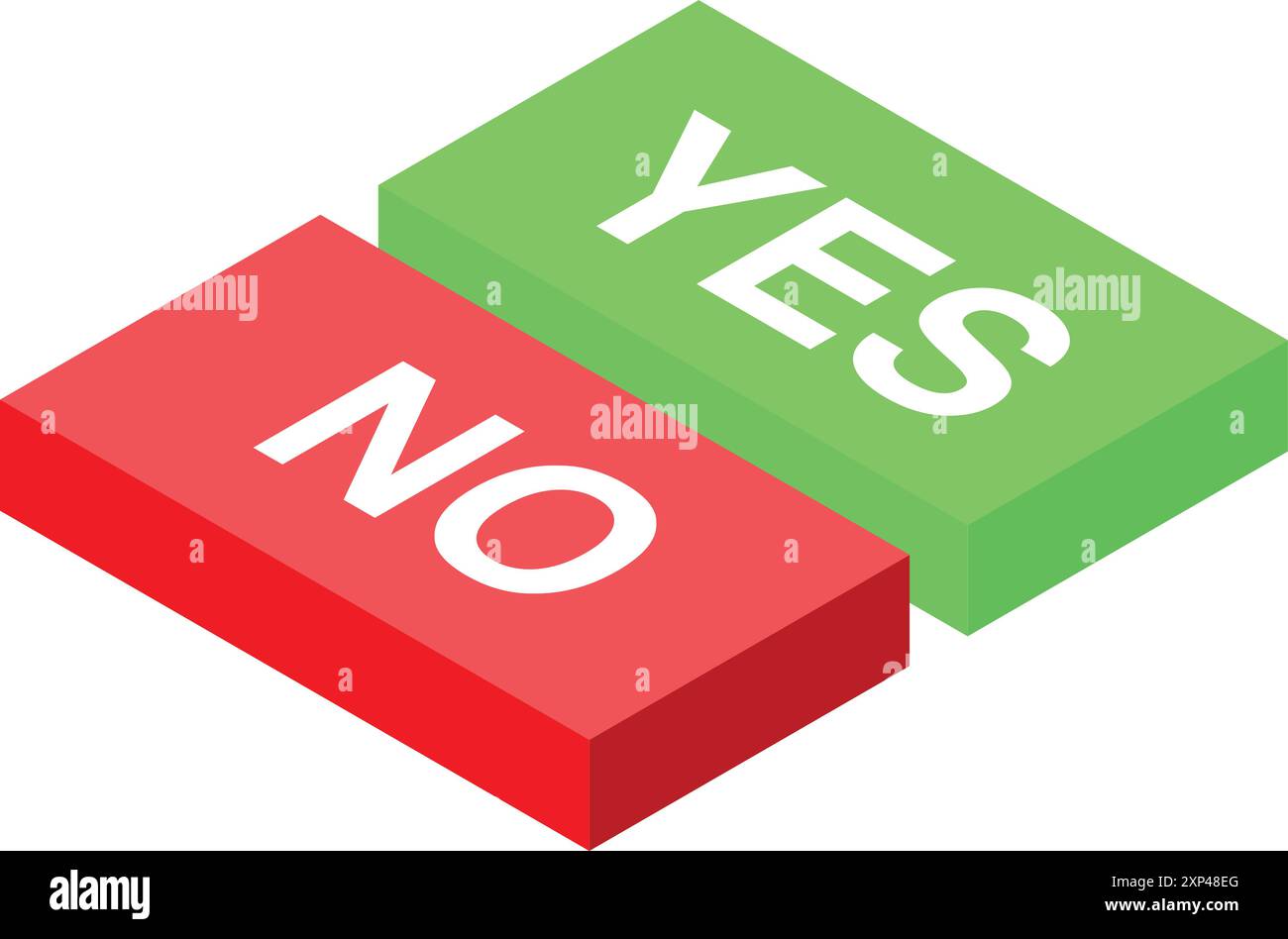Green and red buttons representing decision making, choosing yes or no ...