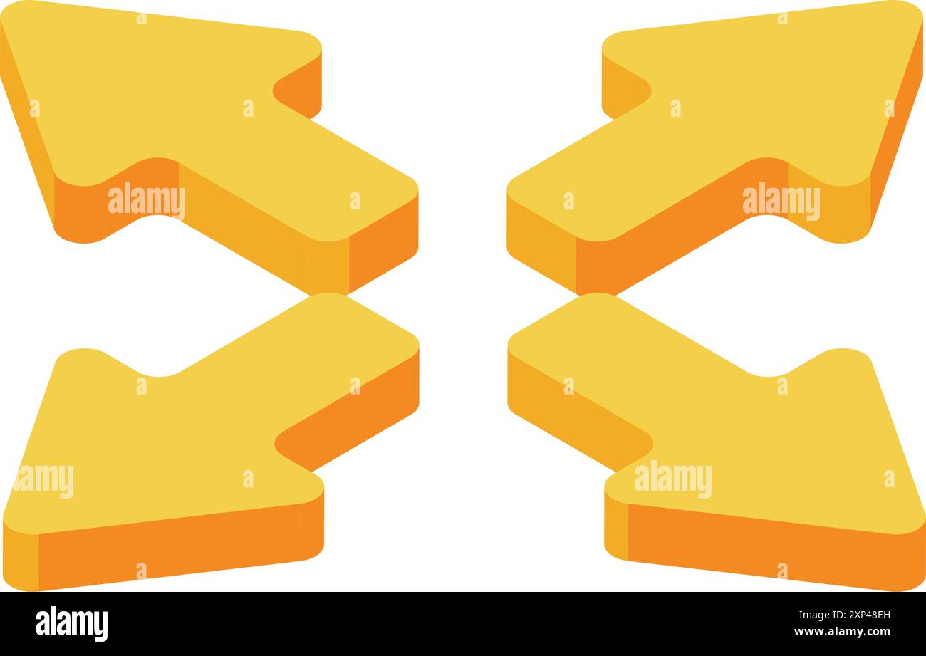 Four yellow arrows are pointing in different directions showing ...