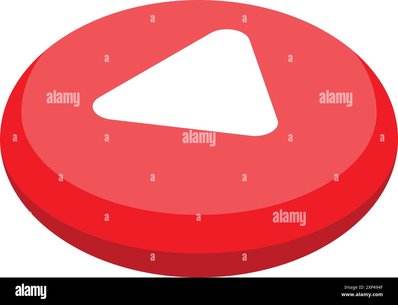 Red button showing white play symbol for multimedia content, isolated ...