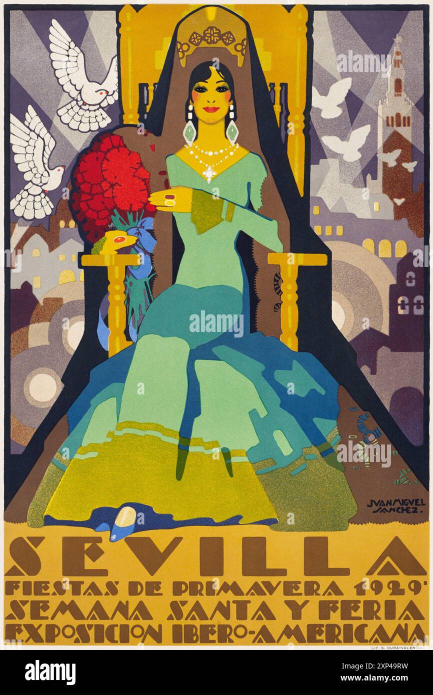 Sevilla. Fiestas de Primavera by Juan Miguel Sanchez (1905-). Poster ...
