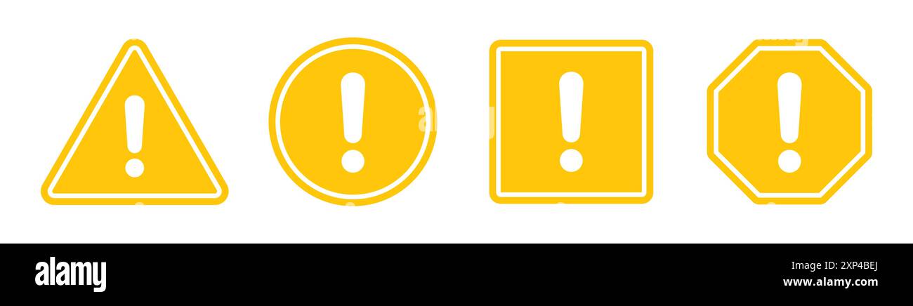 Hazard symbol in yellow color with white exclamatory symbol in ...
