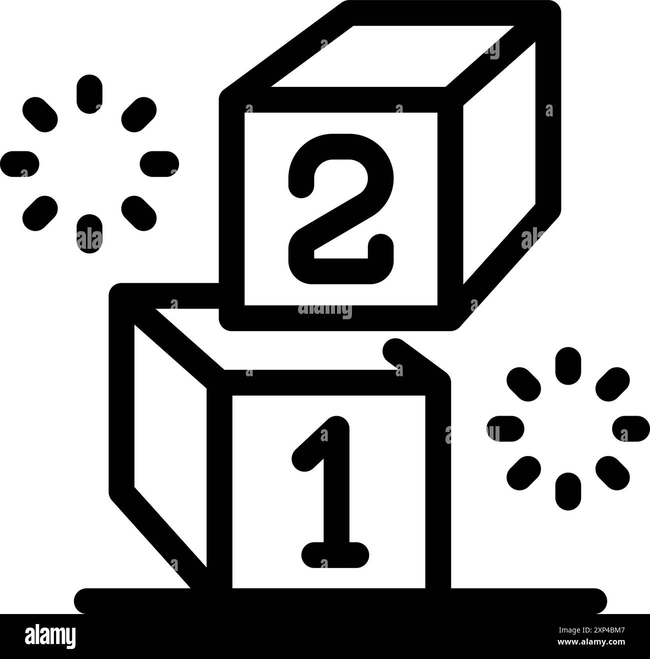 Two numbered blocks are balancing with the number two block falling ...