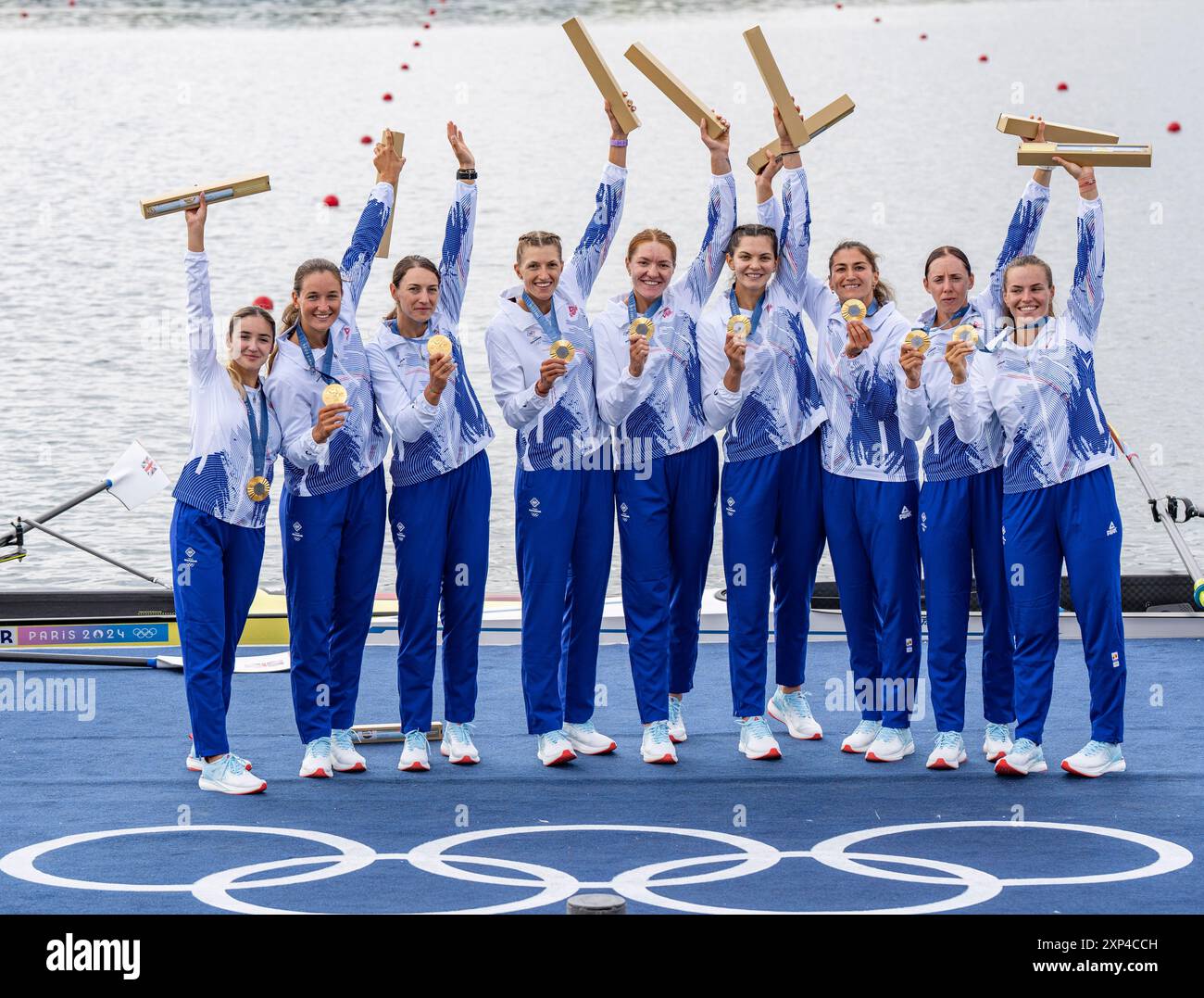 Vaires Sur Marne. 3rd Aug, 2024. Gold medalists team Romania attend the ...