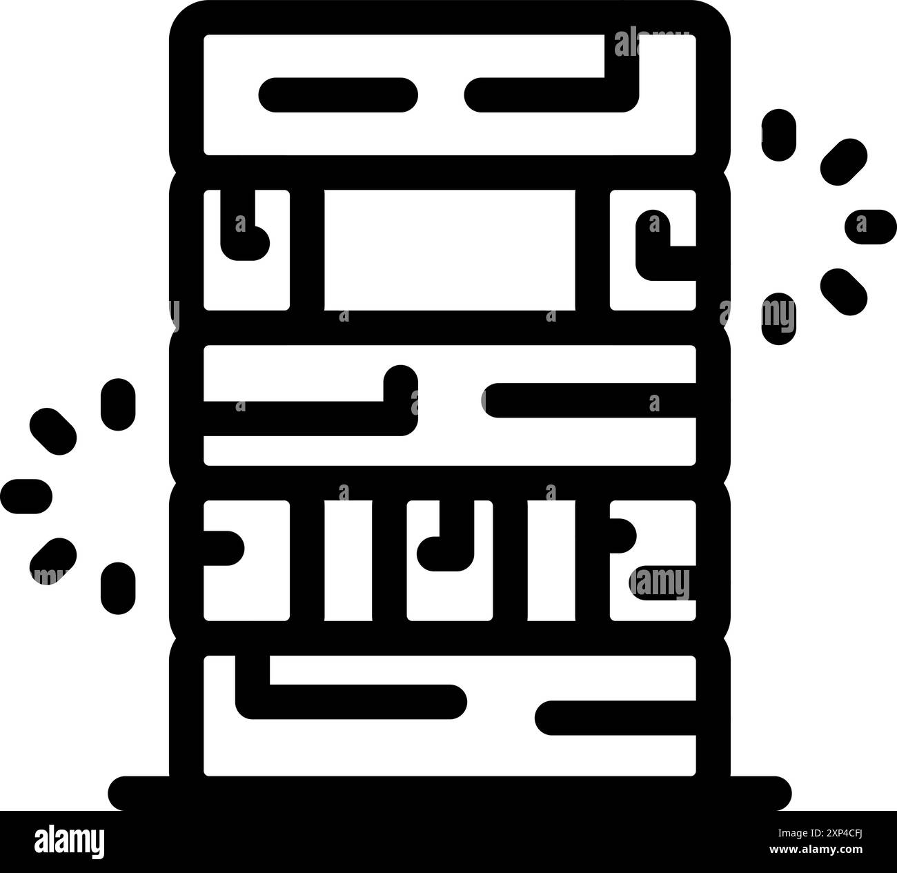 Line Art Icon Of A Data Center Server Rack With A Loading Animation Representing Data Access