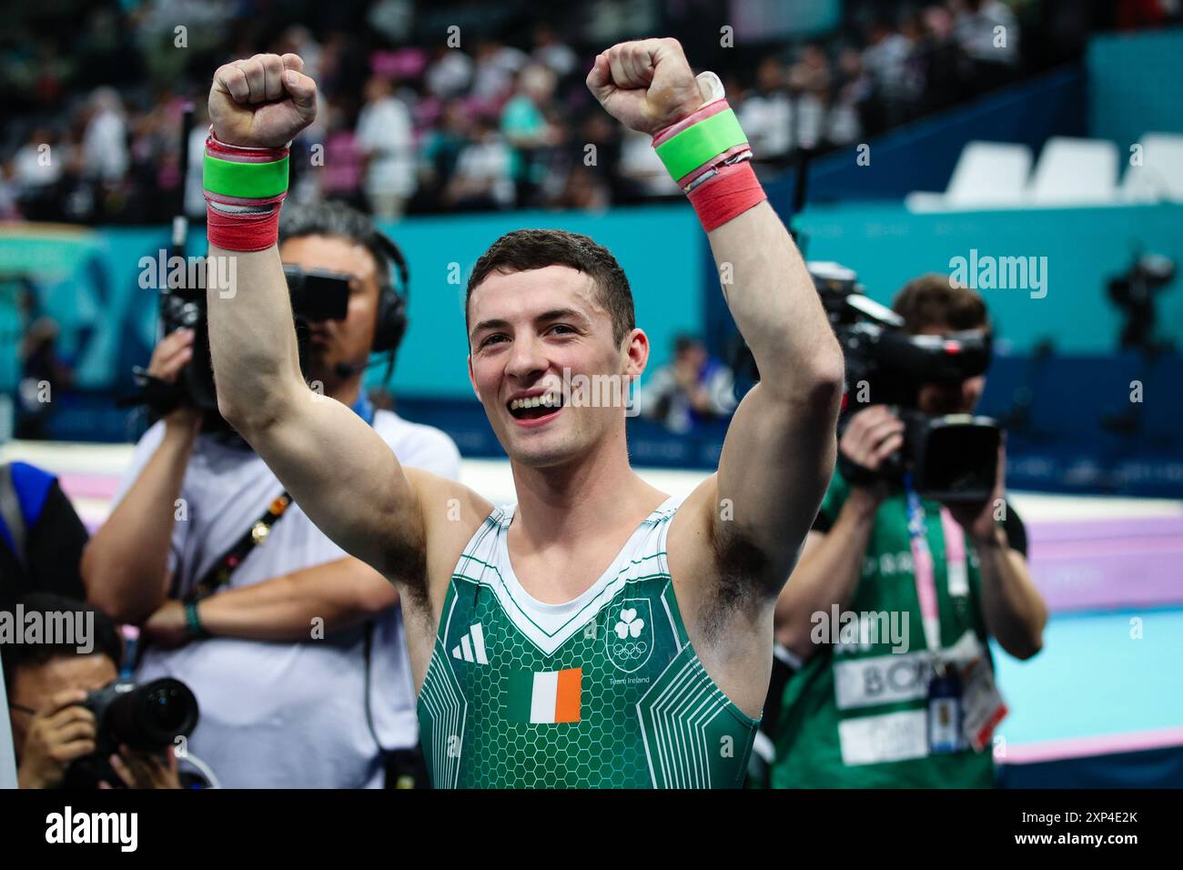 PARIS, FRANCE. 3rd Aug, 2024. Rhys McClenaghan of Team Ireland reacts ...