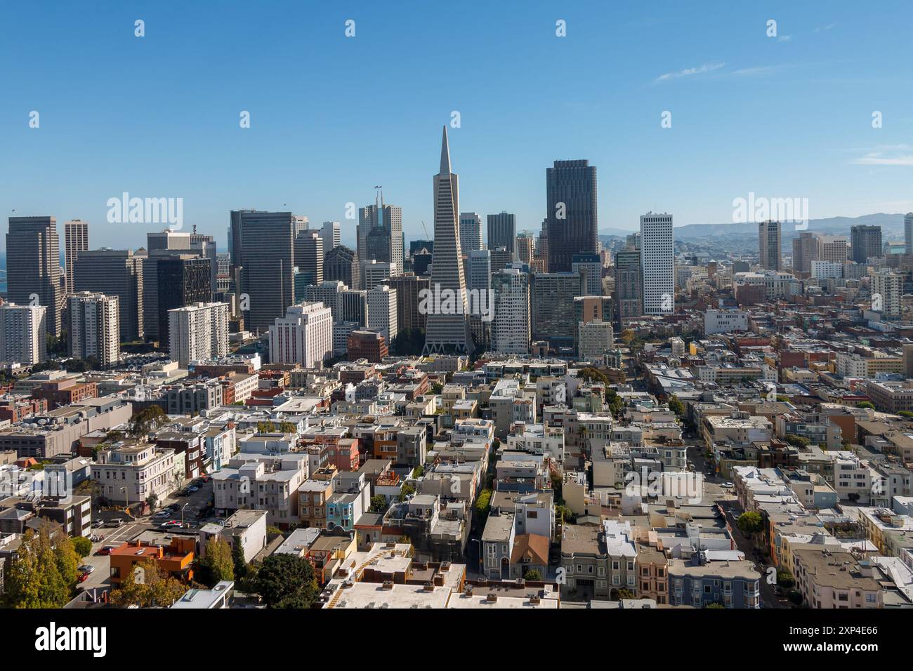 The skyline of downtown San Francisco, and the Transmaerica Pymarid ...