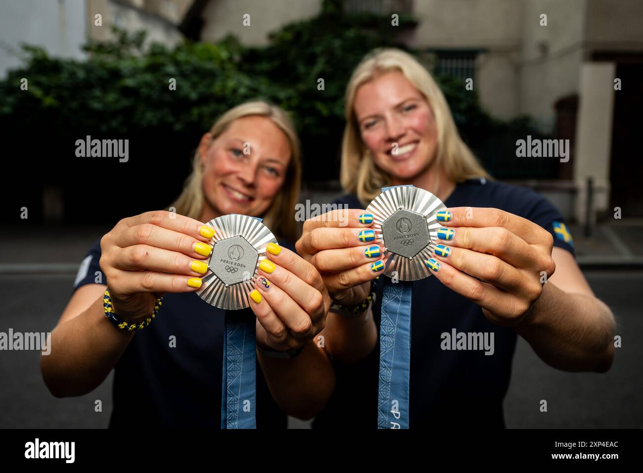 Rebecca Netzler and Vilma Bobeck of, Sweden. , . pose for a portrait ...