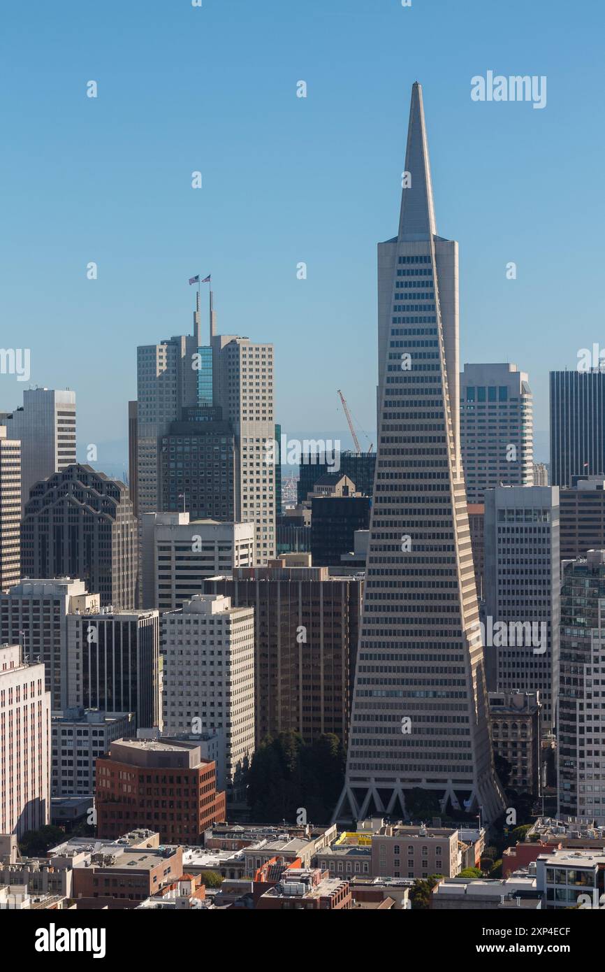 The skyline of downtown San Francisco, and the Transmaerica Pymarid ...