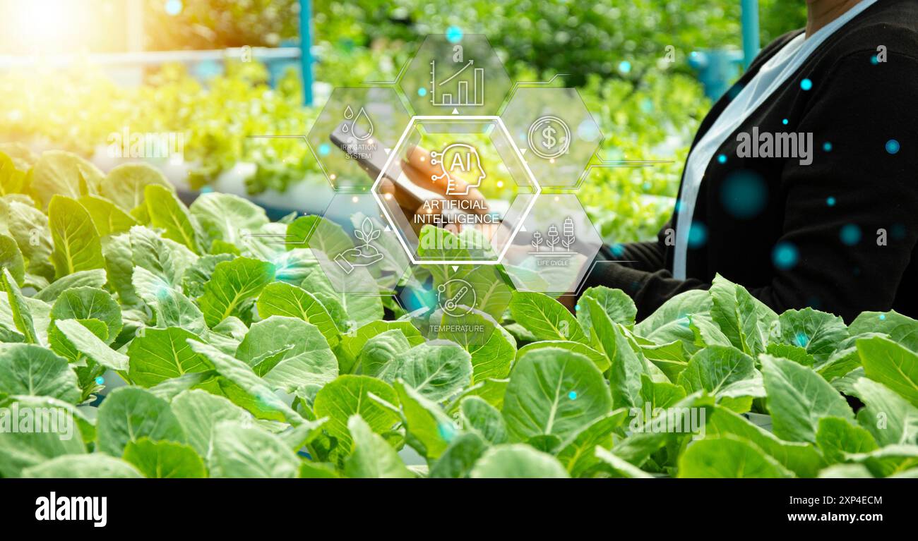The concept of using AI and smart farming Stock Photo - Alamy