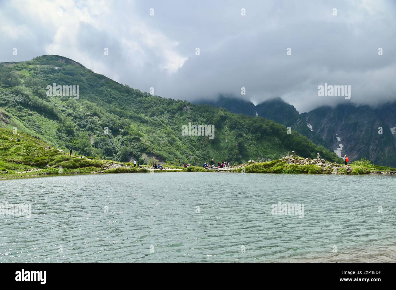 Happo Pond with the Japanese Alps as Background in Hakuba Stock Photo ...