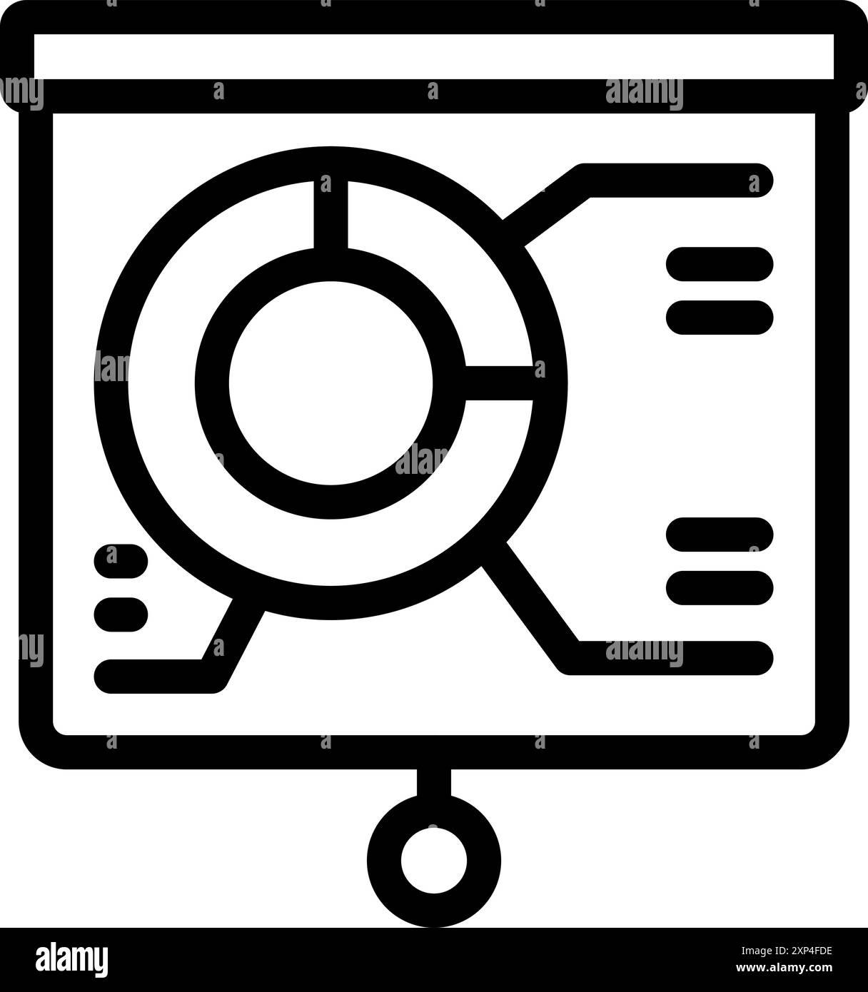 Simple line icon of a presentation screen showing a pie chart with data ...