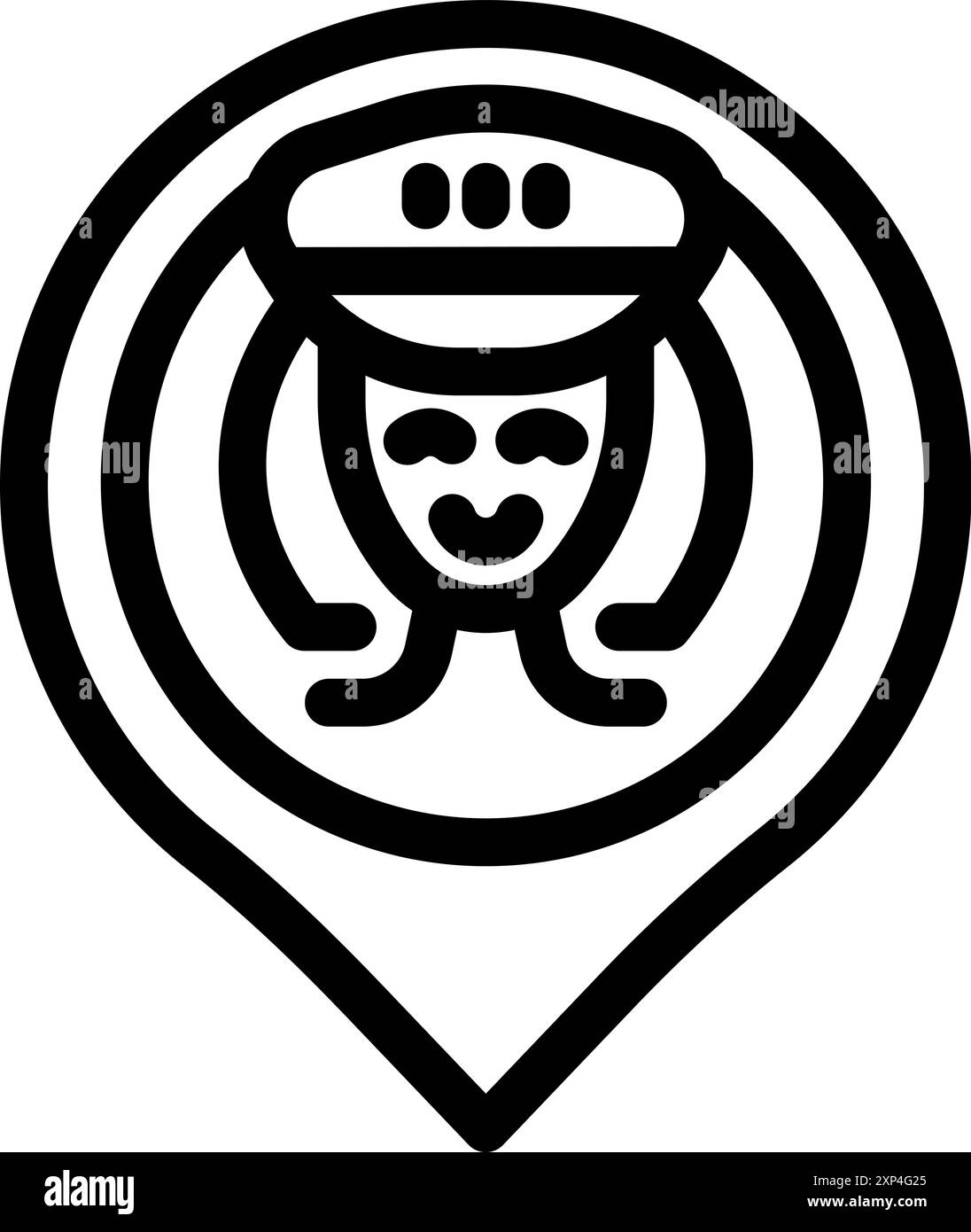 Location pin icon with a smiling female bus driver inside, perfect for ...