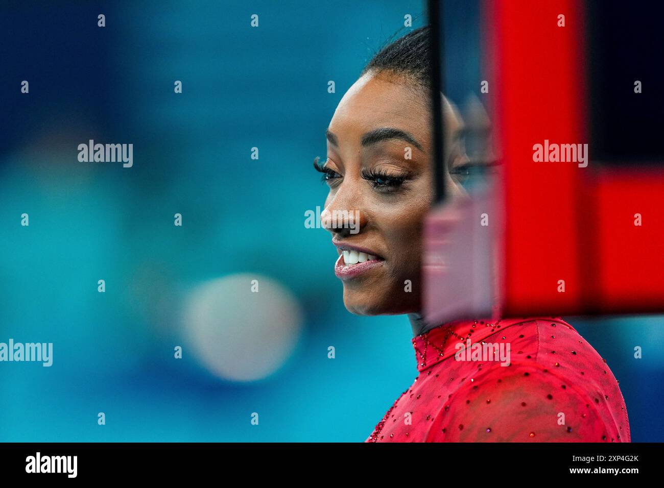 Simone Biles of United States looks on during the Artistic Gymnastics ...