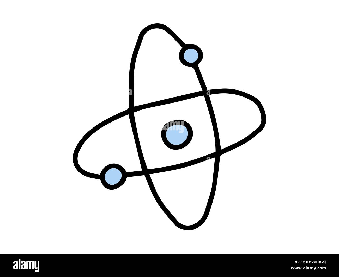 Simple illustration of an atom with blue electrons orbiting a black ...
