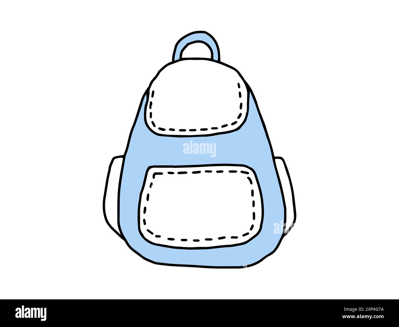 Light Blue and White Backpack with Black Outline for Back to School ...