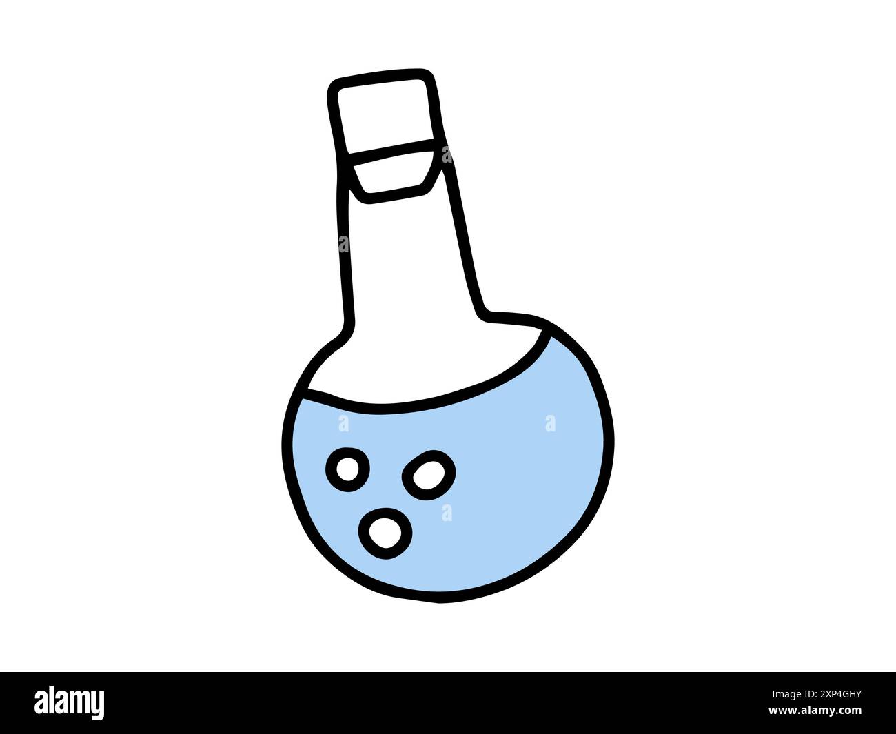 Blue potion bottle with bubbles illustration on a white background ...