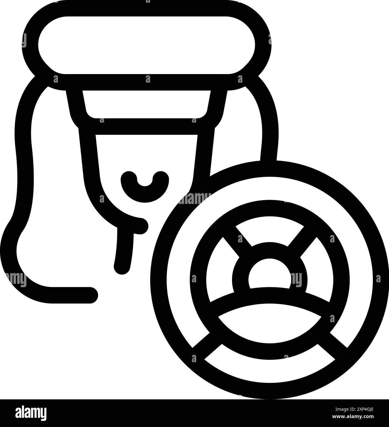 Line icon of a driver with a steering wheel, symbolizing safe driving ...