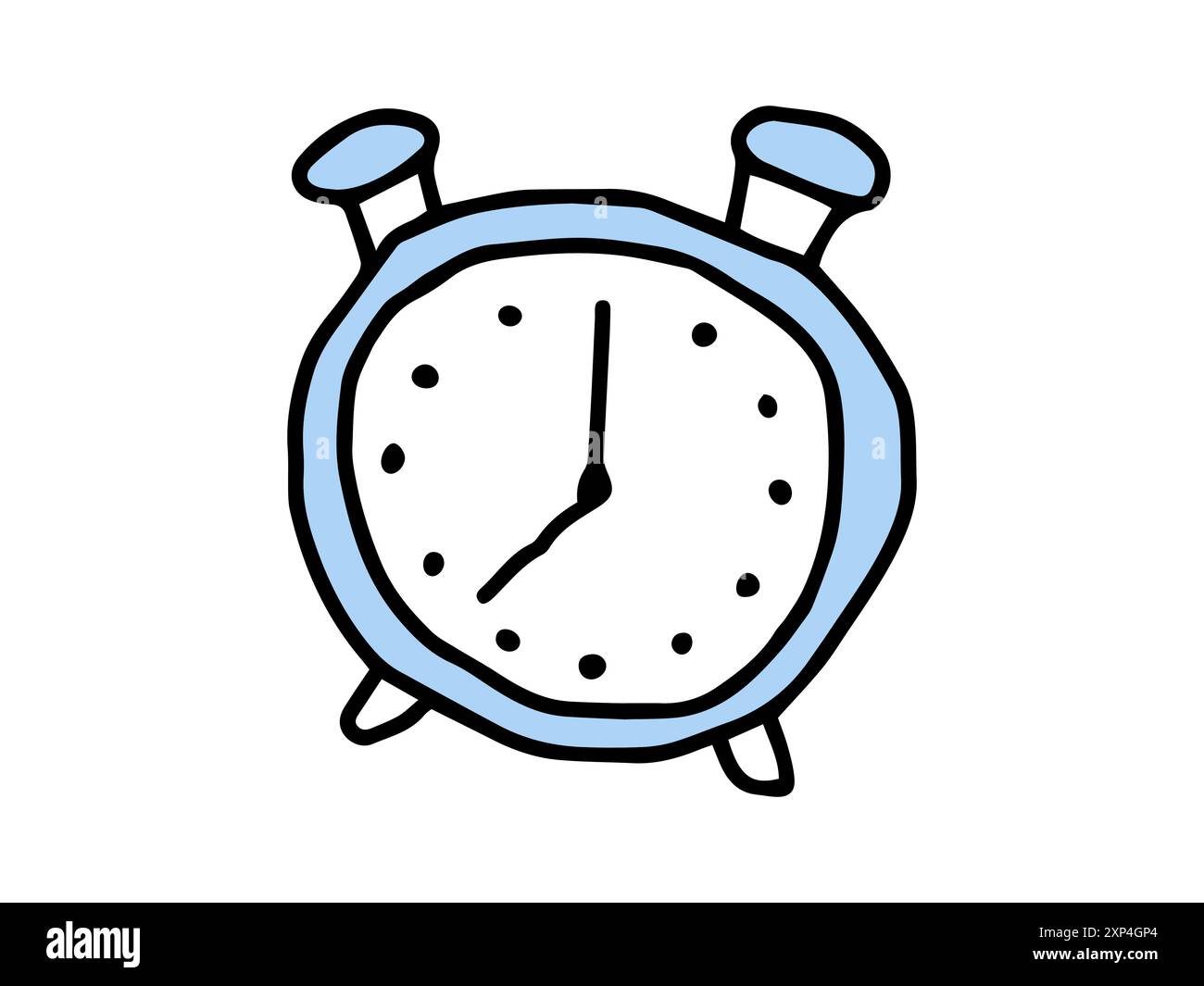 Blue cartoon illustration of an analog alarm clock isolated on a white ...