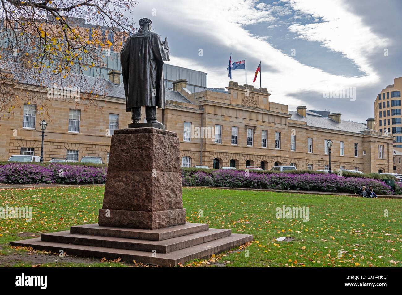 A statue of Albert George Ogilvie in the gardens of the Tasmanian State ...