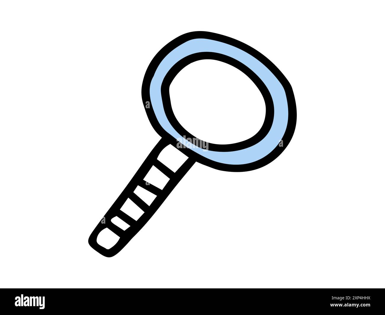 Simple blue and black magnifying glass outline isolated on white ...