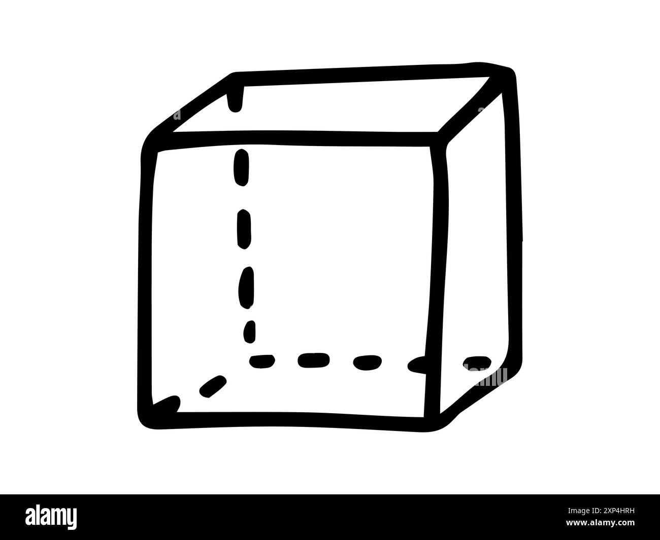 Simple outline illustration of a cube in black and white, showcasing a ...
