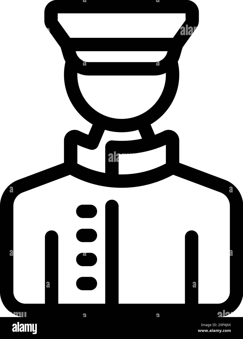 Line icon of a hotel employee wearing a uniform and a hat Stock Vector ...