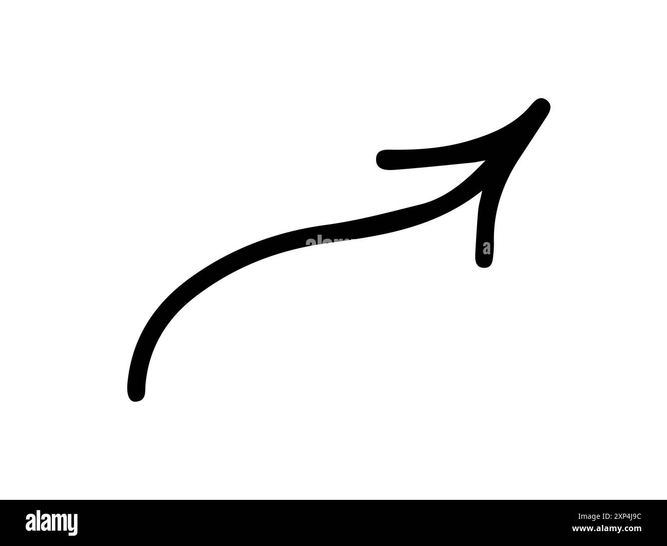 Black hand-drawn curved arrow isolated on a white background. Concept ...