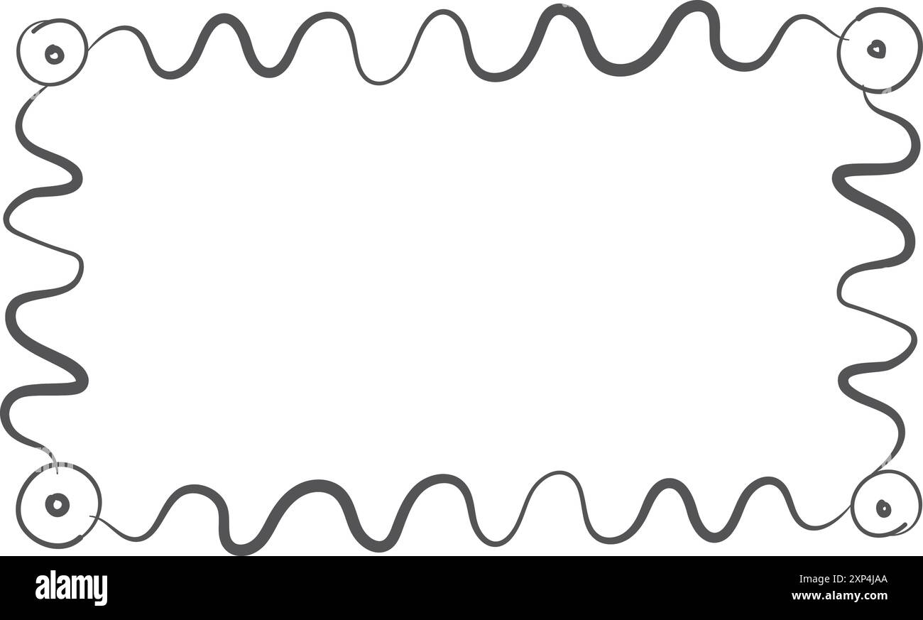 Doodle frame. Rectangular border wavy pattern line Stock Vector Image ...