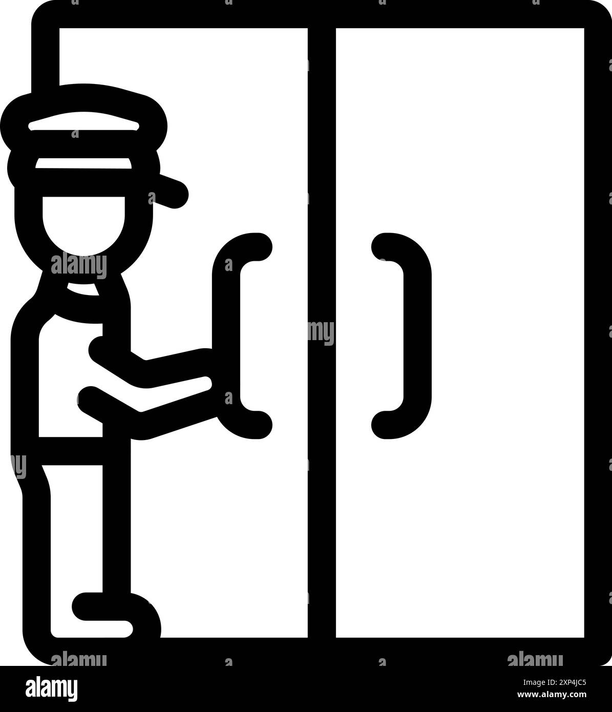 Security guard opening double doors entrance icon Stock Vector Image ...